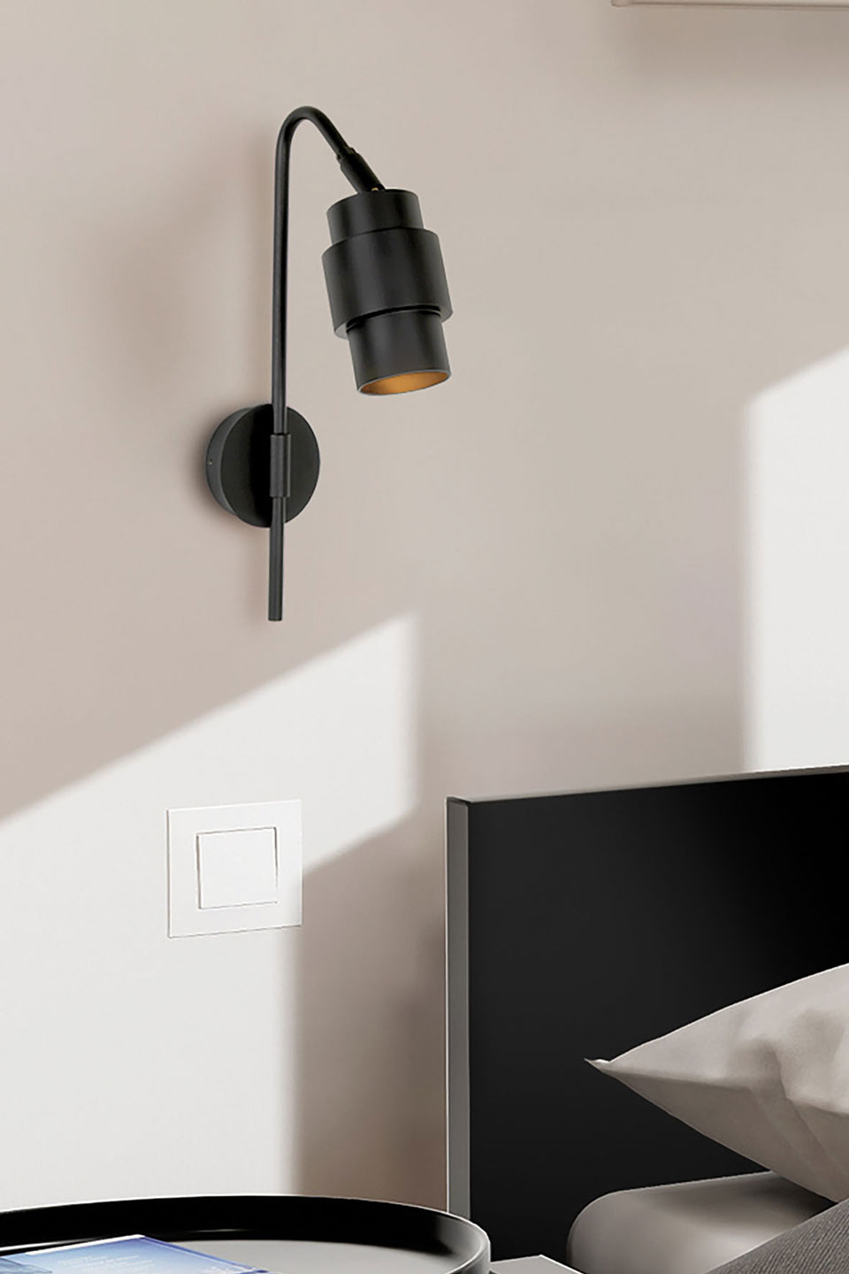Potocki adjustable reading wall lamp in matt black metal -Gau lighting ...