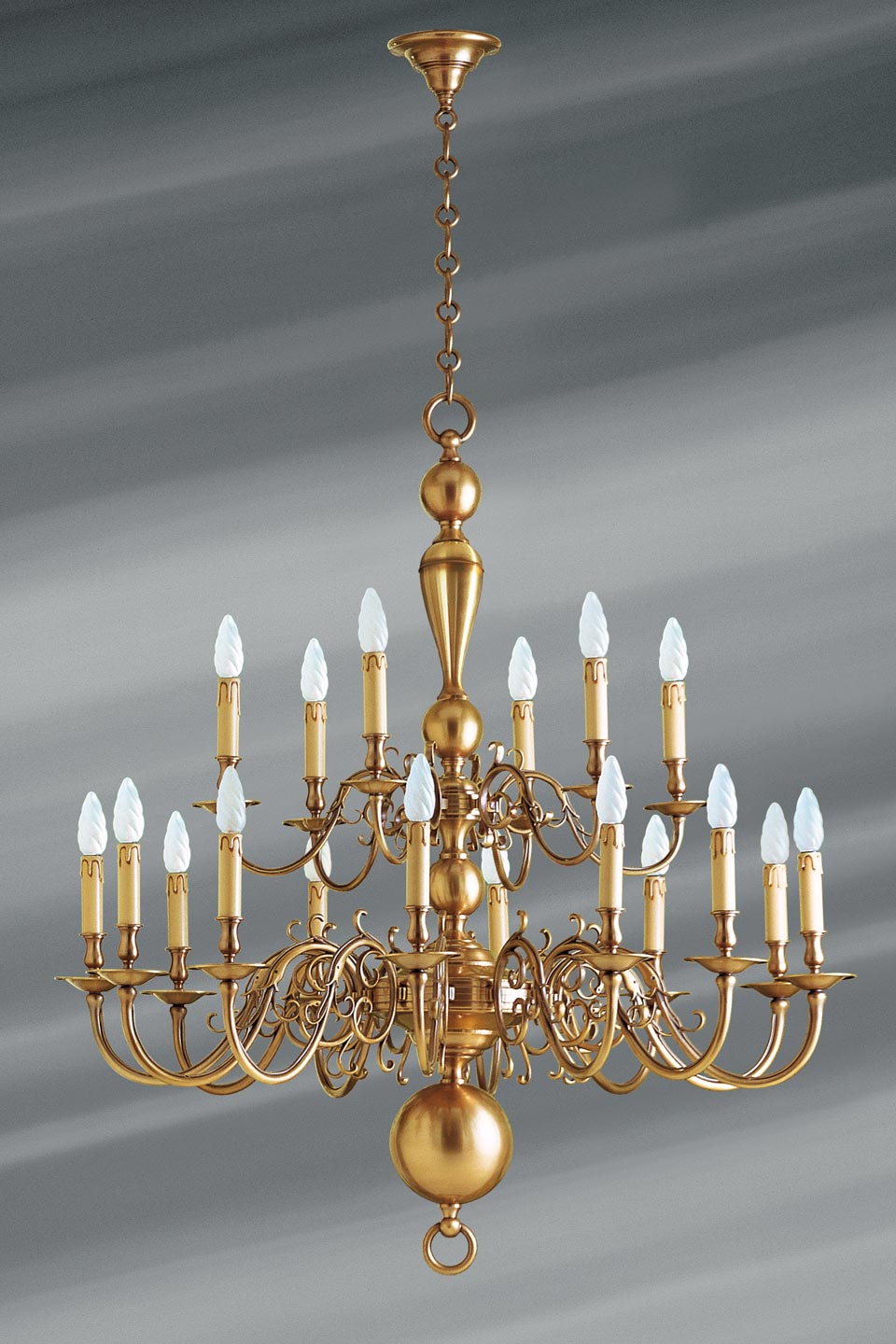 18- lights Dutch style brass chandelier | Lucien Gau | Massive bronze ... 18- lights Dutch style brass chandelier | Lucien Gau | Massive bronze ...