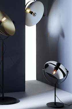 Hanging lamp on rod and pivoting dome in gilded glass Cyclops -Radar ...