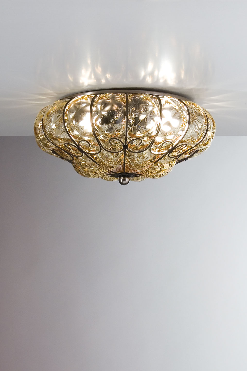 Large amber glass ceiling light Sole 55cm - Siru - Réf. 23060523